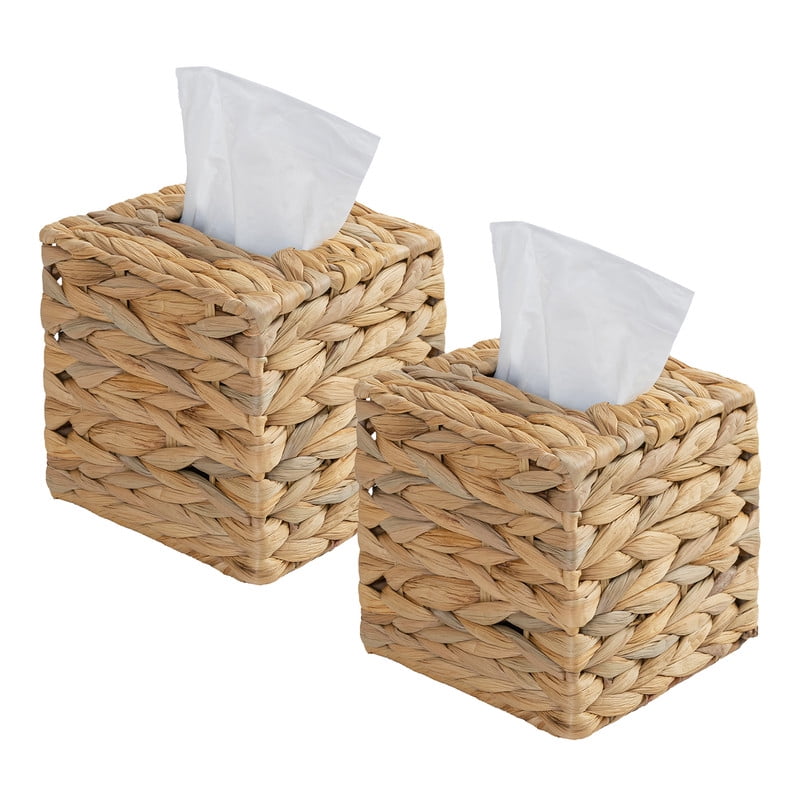 CHOSHOME Water Hyacinth Tissue Box Cover Wicker Cube Tissue Box Holder ...