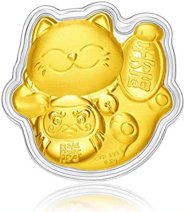 CHOW TAI FOOK 999 24K Gold Maneki-Neko Fortune Cat Gold Coin with ID ...
