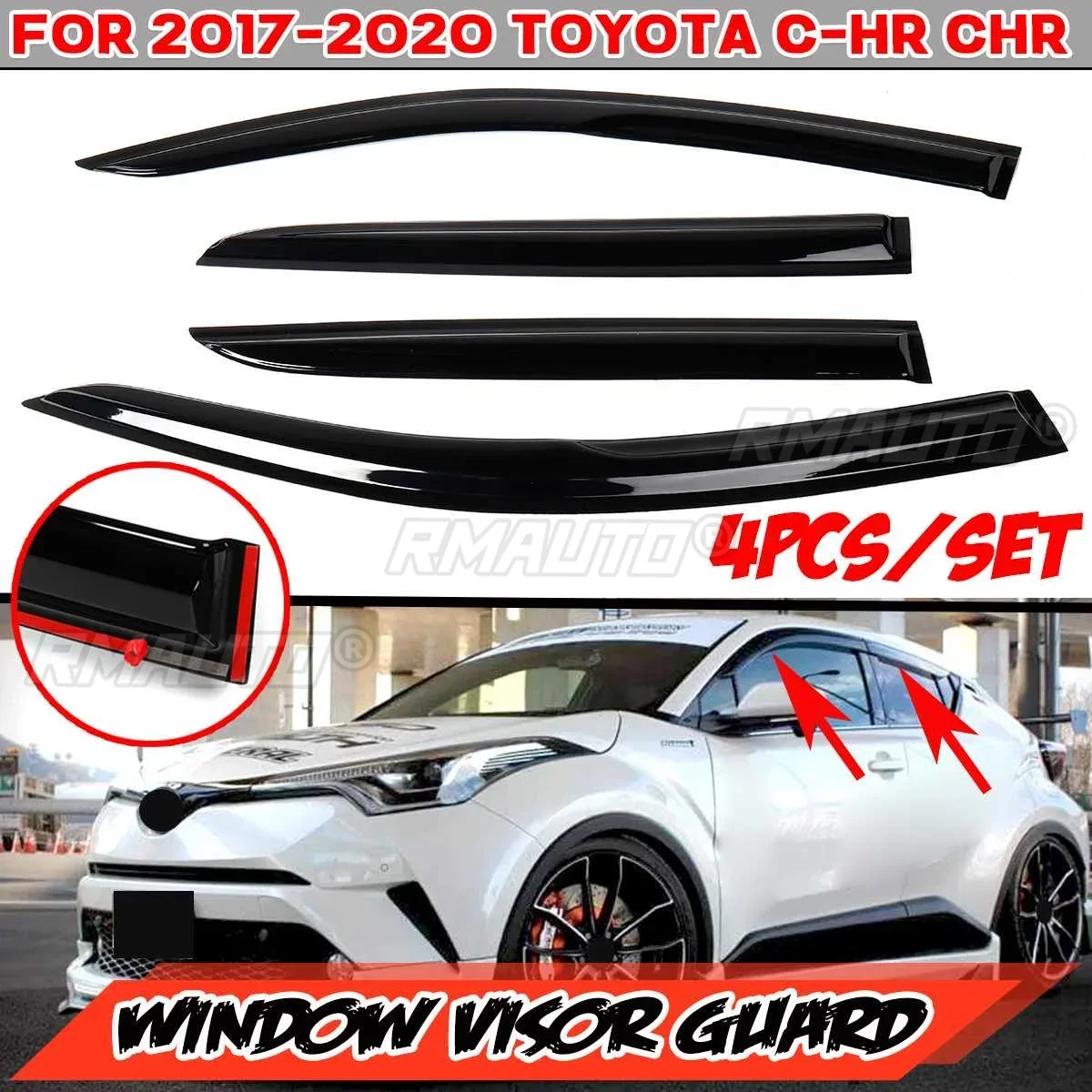 CHR Car Side Window Deflector Window Visor Vent For TOYOTA C-HR CHR ...