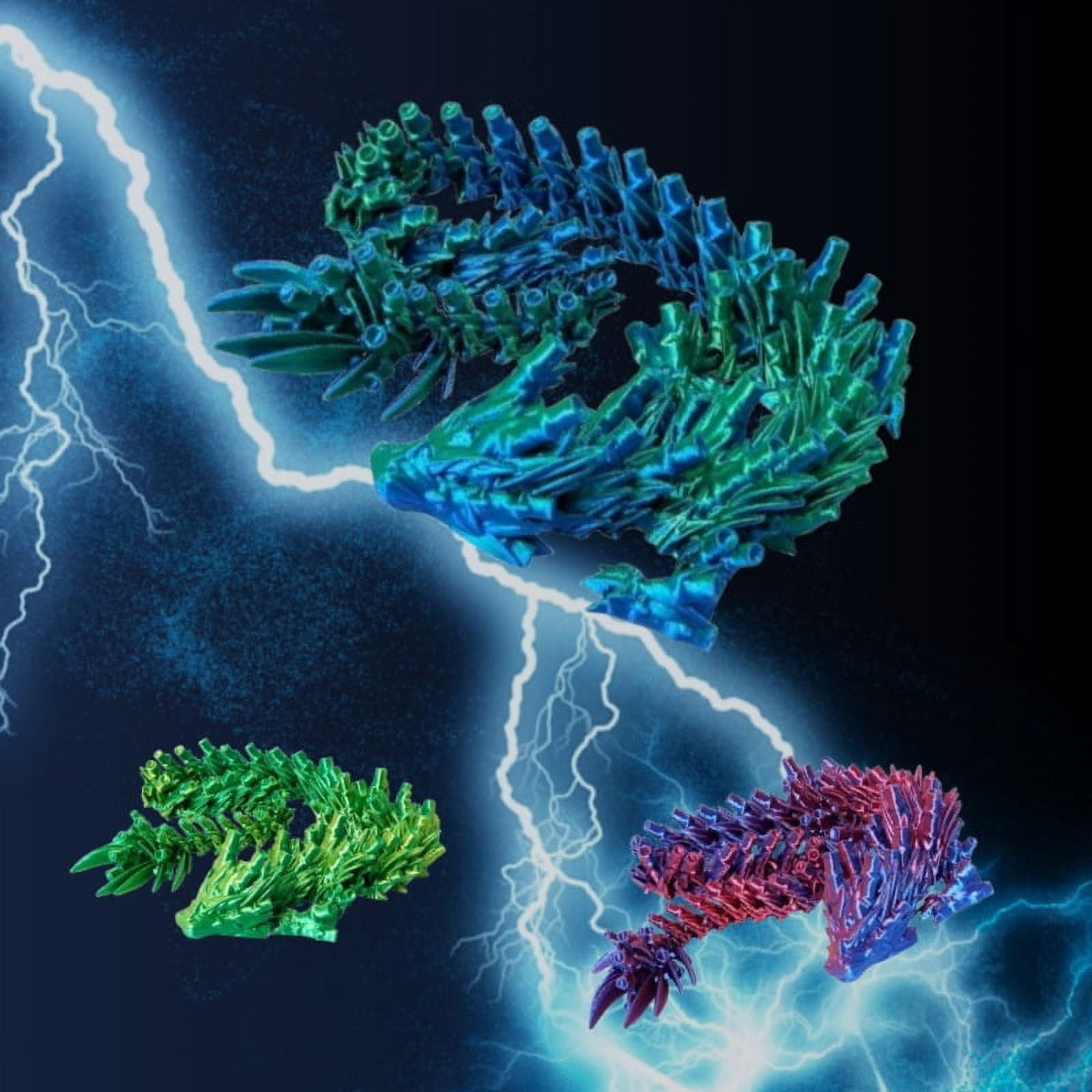 CHRATLHI Articulated Dragon 12" 3D Printed Dragon Crystal Ancient ...