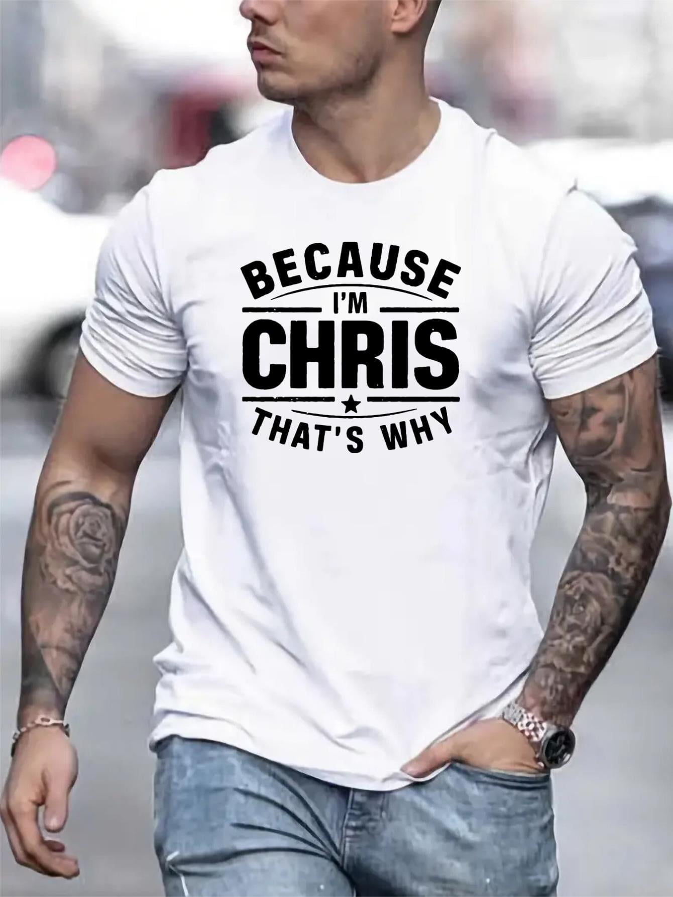 CHRIS Men's Casual Crew Neck T-Shirt with Simple Letter Print ...
