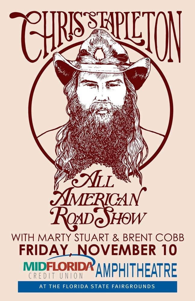 CHRIS STAPLETON REPLICA 2017 CONCERT POSTER - Walmart.com