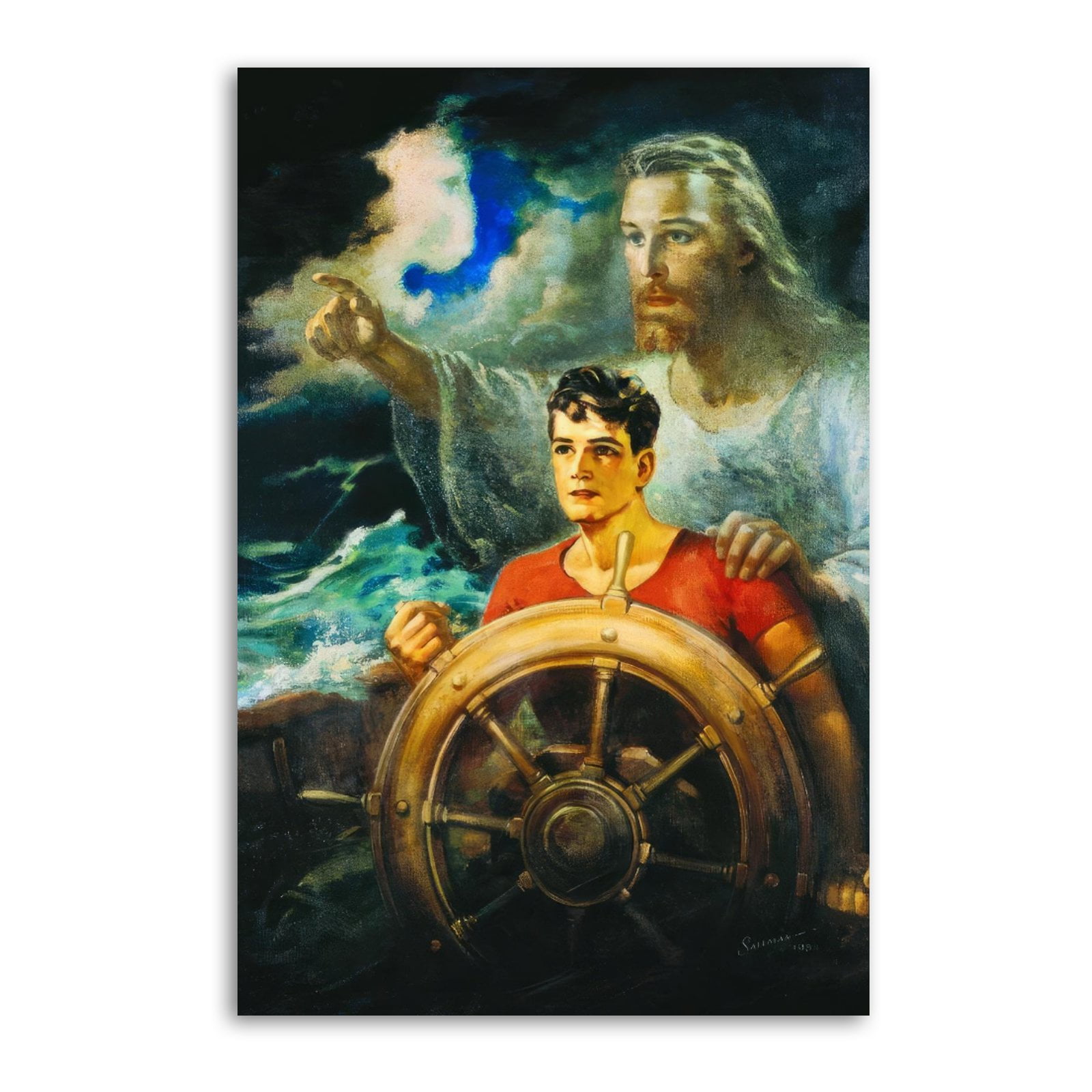CHRIST OUR PILOT Jesus Christ Young Man on Boat in Storm Poster Cool ...