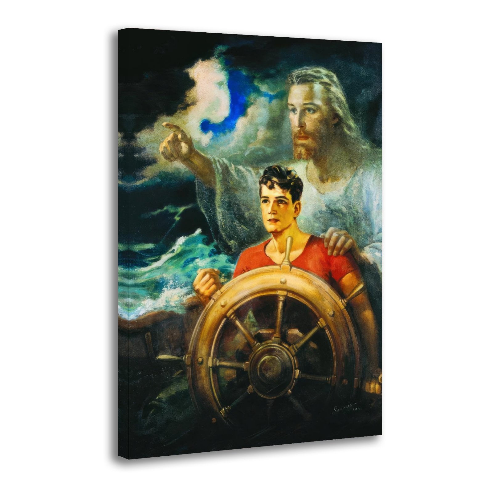 CHRIST OUR PILOT Jesus Christ Young Man on Boat in Storm Print Photo ...