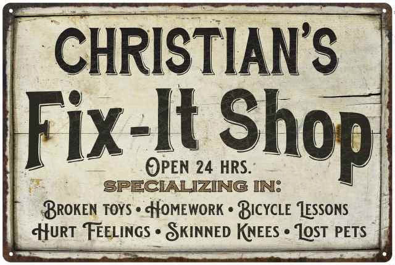 CHRISTIAN'S Fix-It Shop Sign Grandpa Dad Wall Decor 8 x 12 High Gloss ...