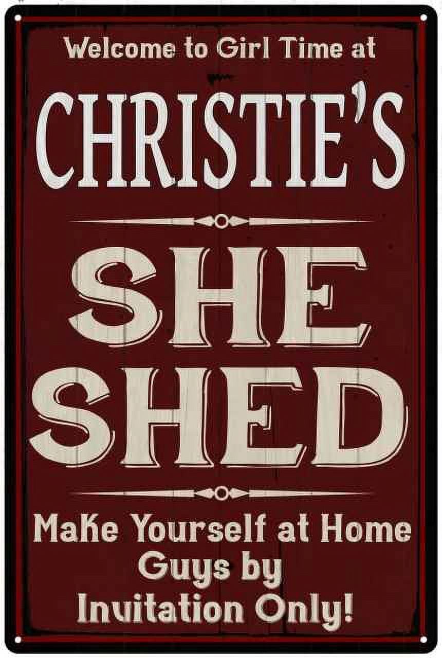 CHRISTIE'S She Shed Red Sign Lady Cave 12 x 18 Matte Finish Metal ...
