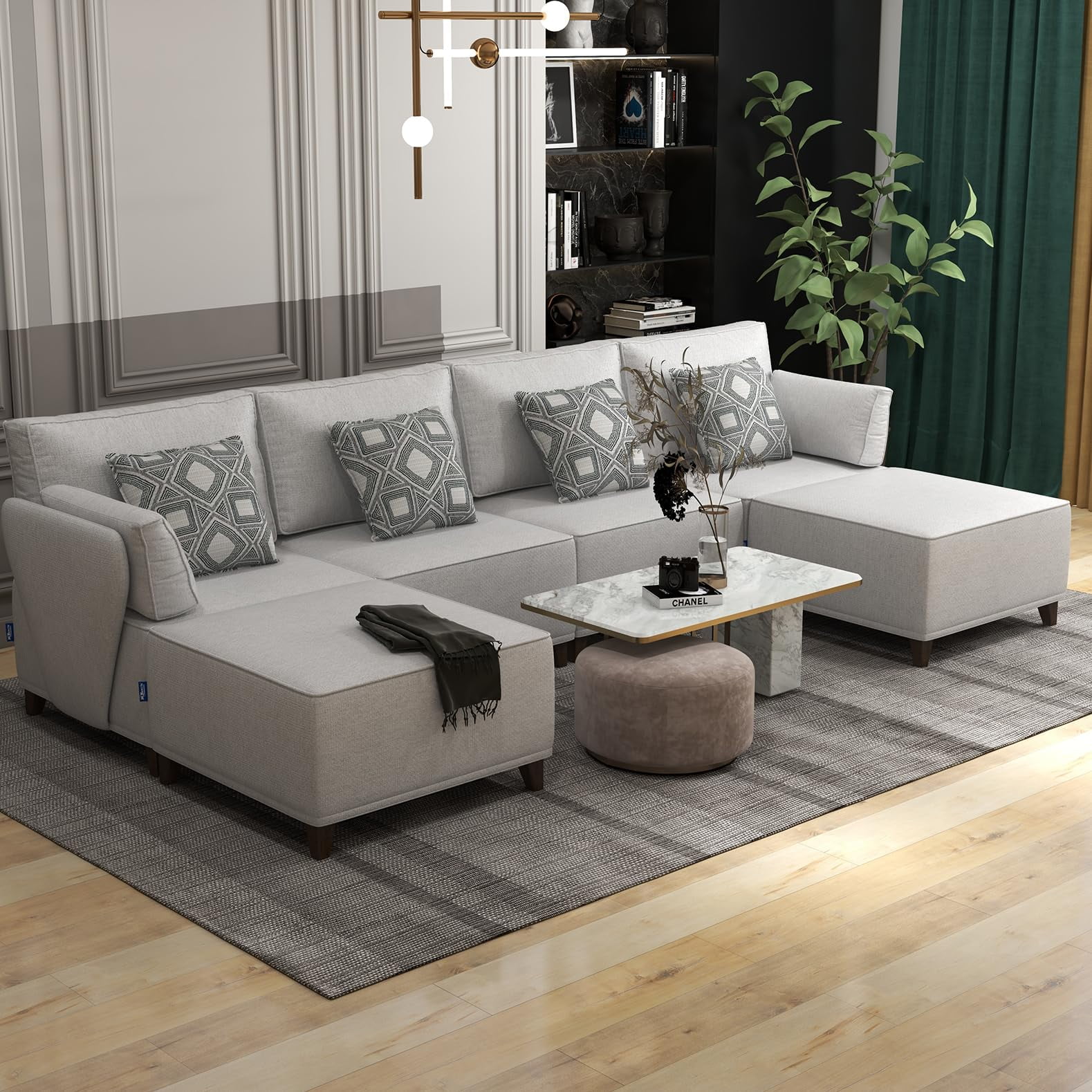 CHROMCRAFT Large Sectional Modular Couch 32" Deeper Seat Sofa Couch ...