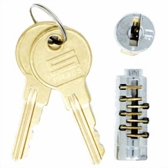 (CHROME) Office Furniture Replacement Lock Core Kit Includes 2 Keys for ...
