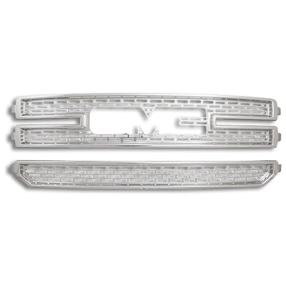 CHROME Snap On Grille Overlay 3 Bar Grill Inserts for 2016-18 GMC ...