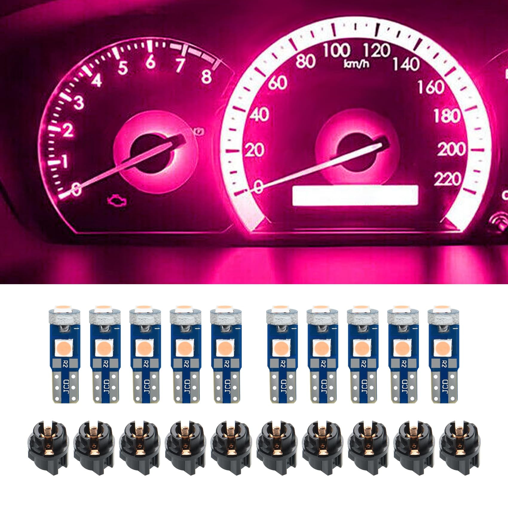 CHRYMUM 10PCS T5 LED Dash Lights, T5 37 LED Bulb with Twist Lock Socket ...