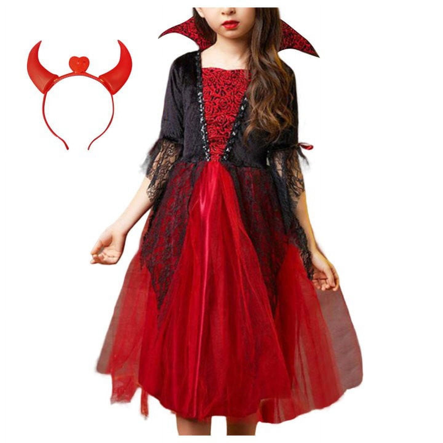 [CHSJU]Girls Halloween Vampire Mesh Long Dress Cosplay Party Costume ...