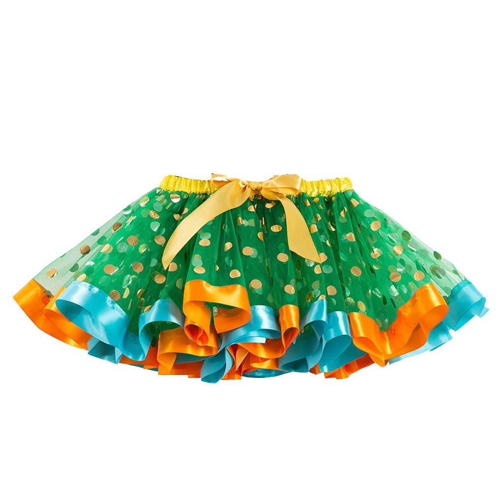 [CHSJU] Polka Dot Cartoon Print Mesh Tutu Skirt Lightweight Fluffy ...