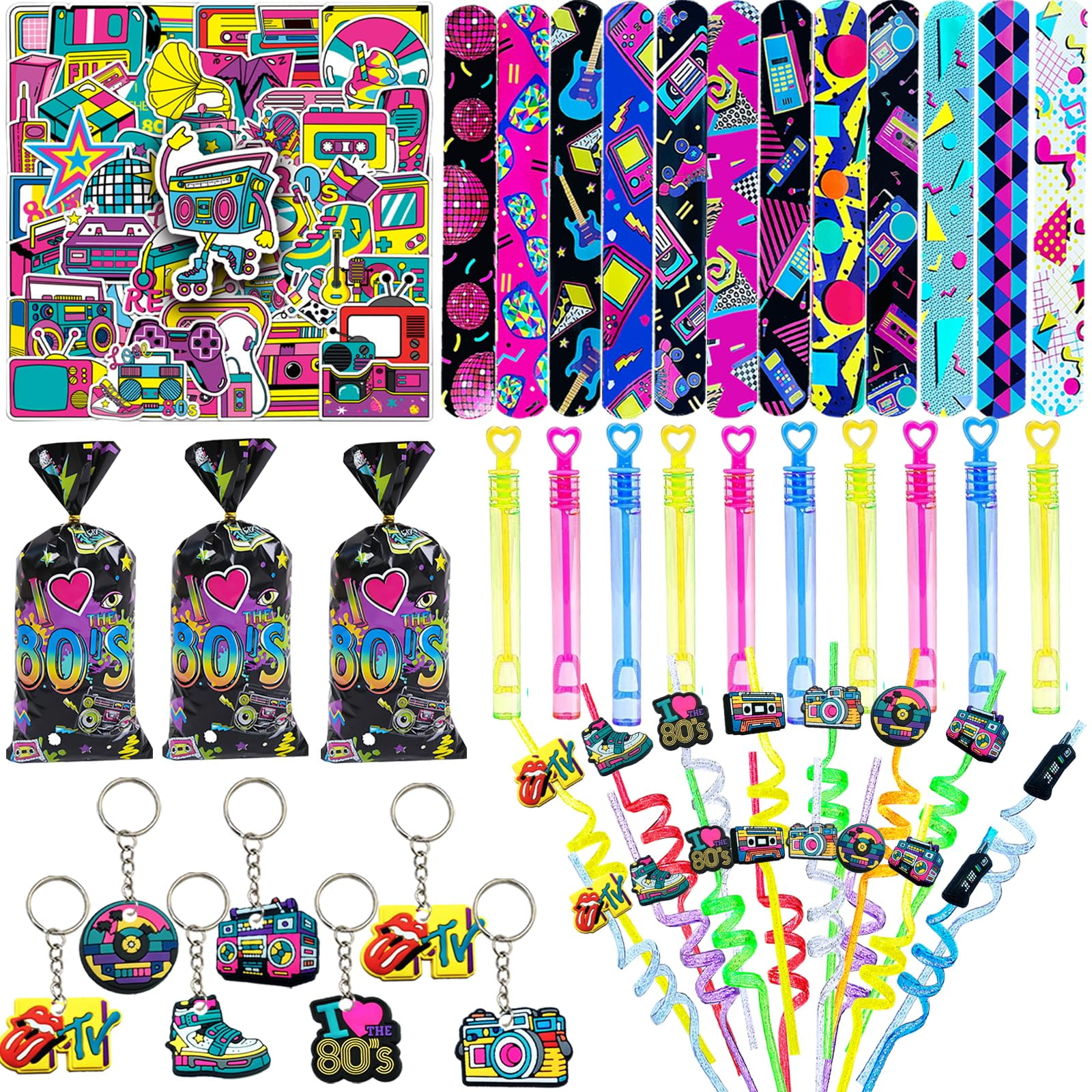 CHSLtmxq 122 PCS AJH3 80s Party Decorations 80s Party Favors Supplies ...