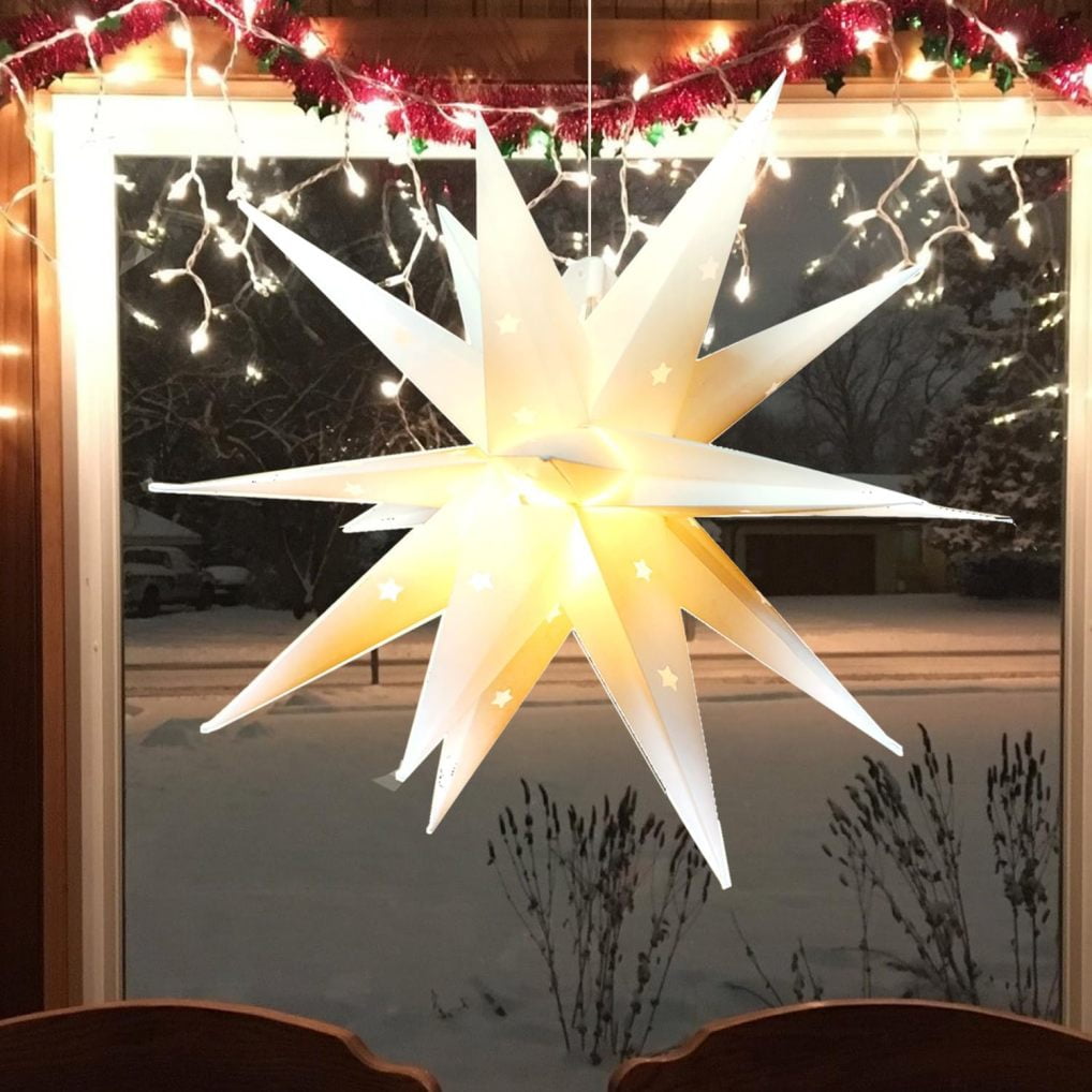 CHSP 18" LED Moravian Star Light, Outdoor Hanging Stars Lights 3D ...