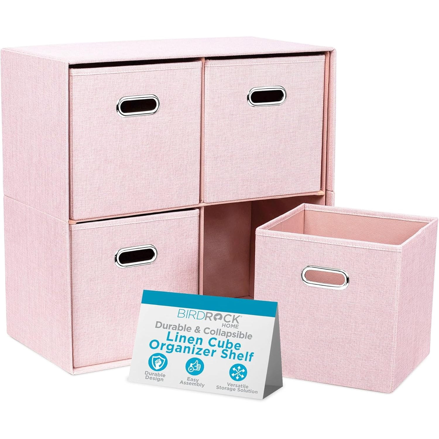 CHSP Linen Cube Organizer Shelf with 4 Storage Bins - Durable ...
