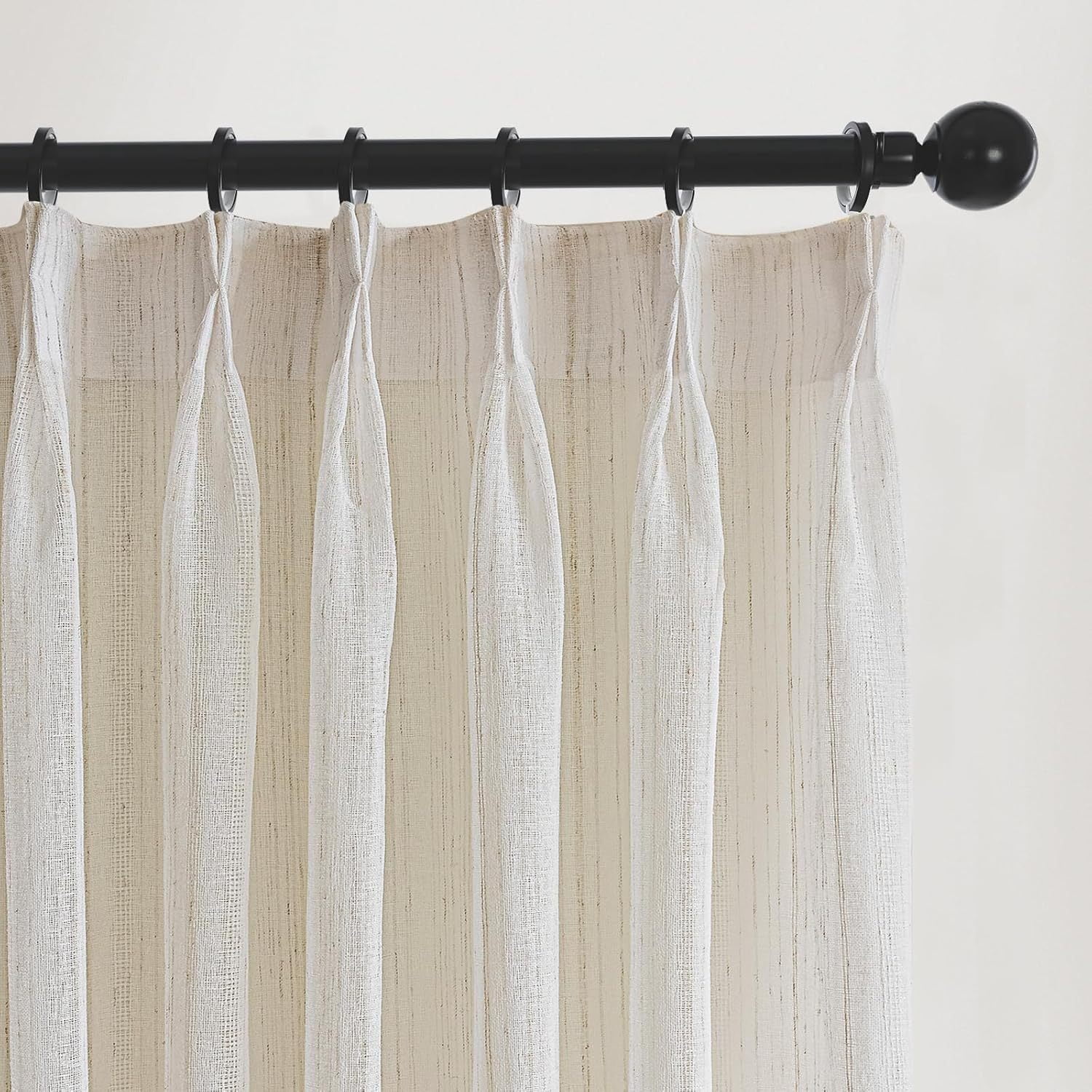 CHSP Linen Stripe Sheer Curtains 54 Inches Long 2 Panels Set, Timeless ...