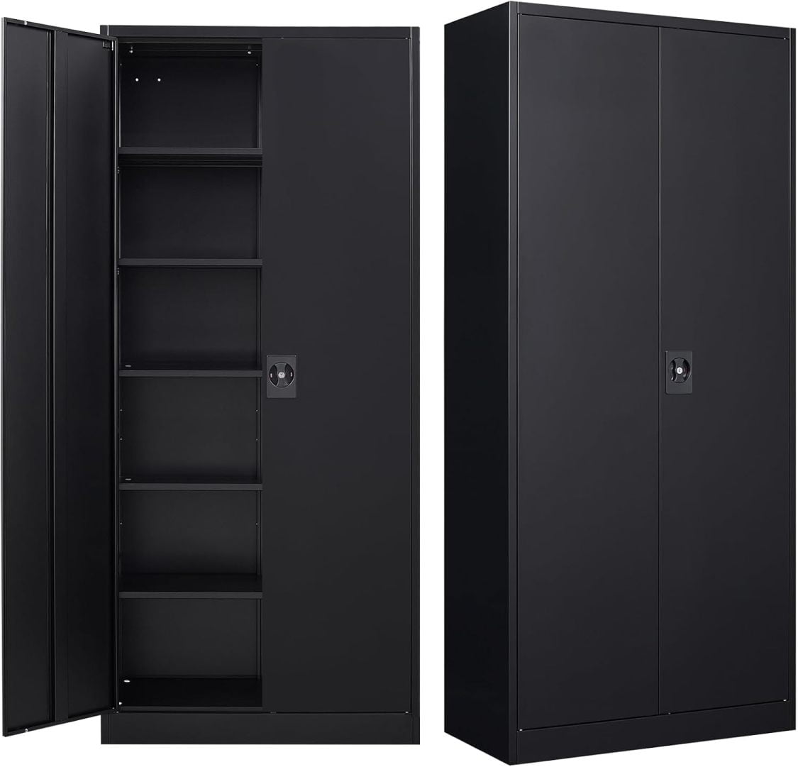 CHSP Metal Cabinet for Storage, Locking Door Tall Steel Storage Cabinet ...