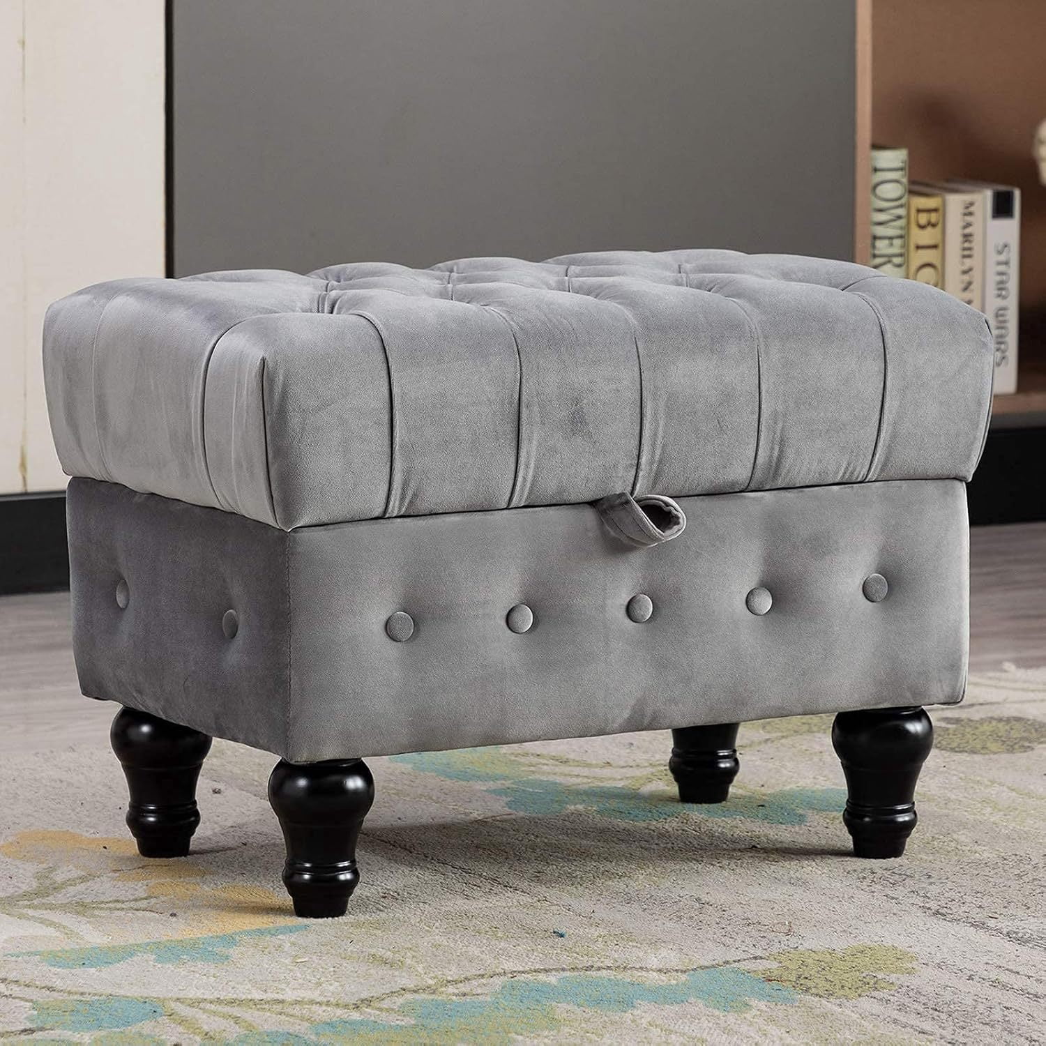 CHSP Rectangular Storage Coffee Table Ottoman,Button Tufted Upholstery ...