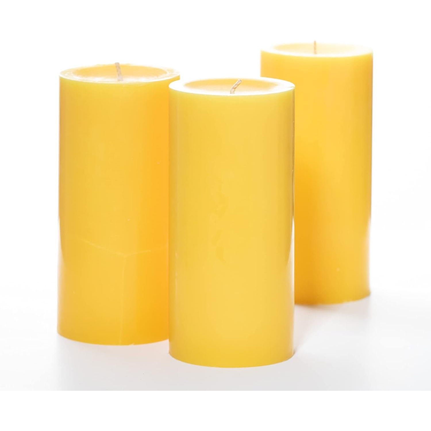 CHSP Set of 3 Yellow Pillar Candles 3" x 6" Unscented for Weddings Home ...