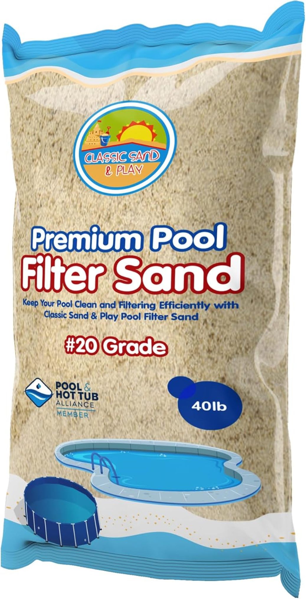 CHSP Swimming Pool Filter Sand for Above & Inground Pools, 40 lbs ...