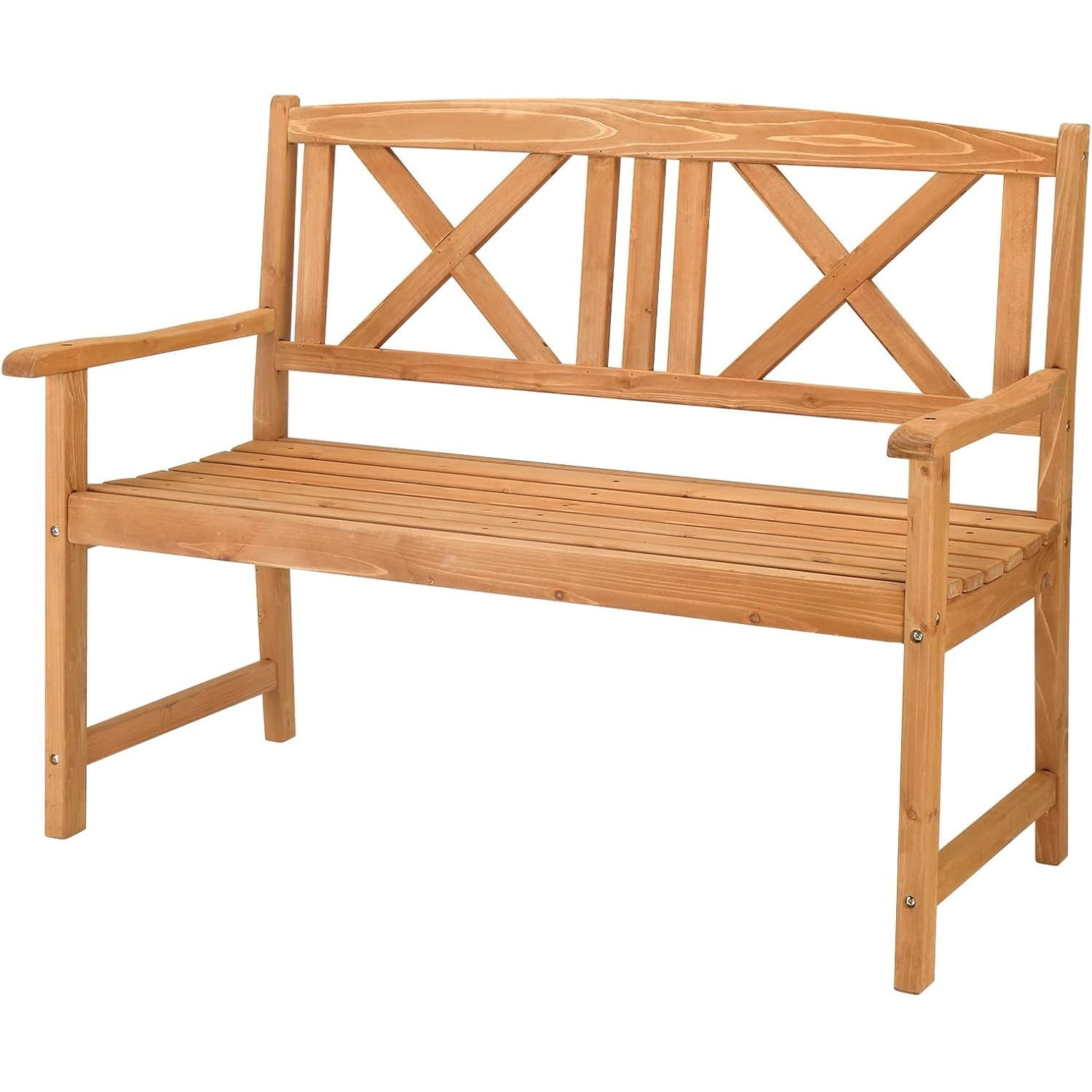 CHSP Wooden Garden Bench, Outdoor Wood Patio Bench, Rustic 2-Person ...