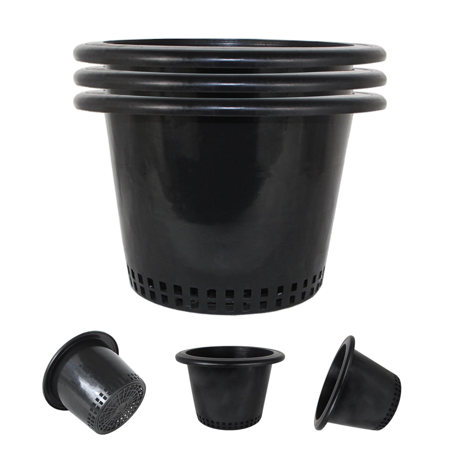 CHTASO 3 Pack 10 Inch Wide Lip Bucket Basket with Mesh Bottom, Round ...