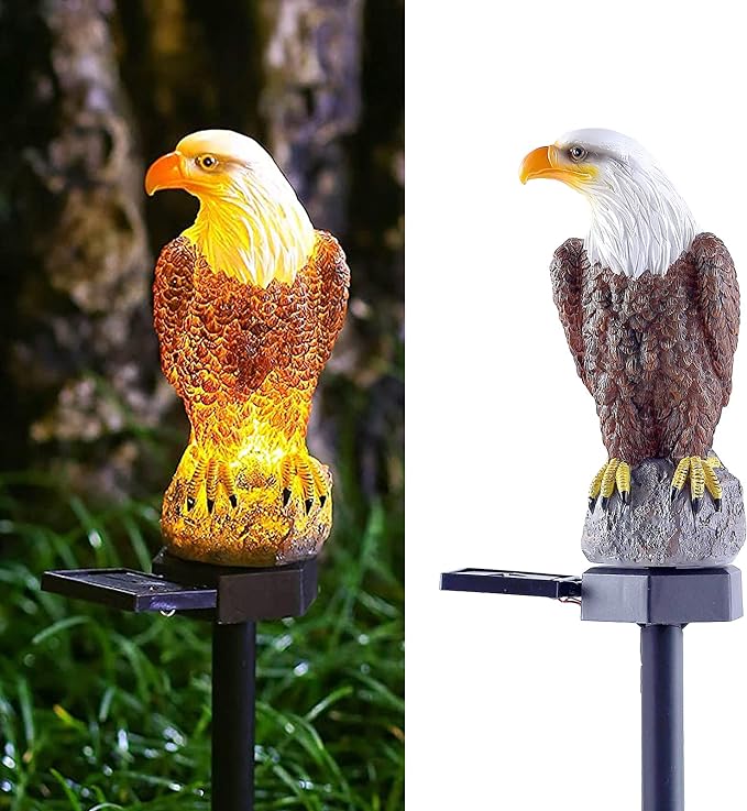 CHUANGFENG Eagle Figurine Garden Solar Stake Light Solar Eagle Lights ...