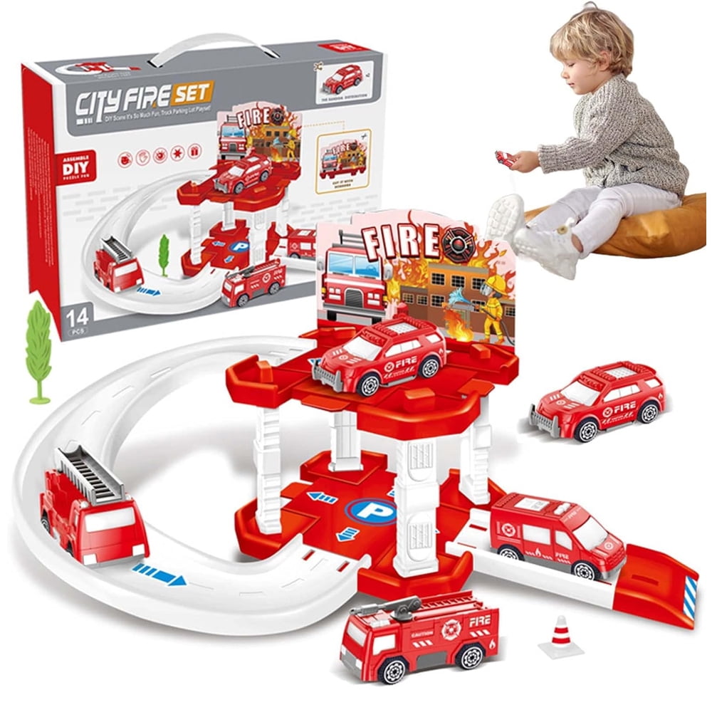 CHUANK 1 Set Assembled Car Playset 360 Rotation DIY Scenes Educational ...