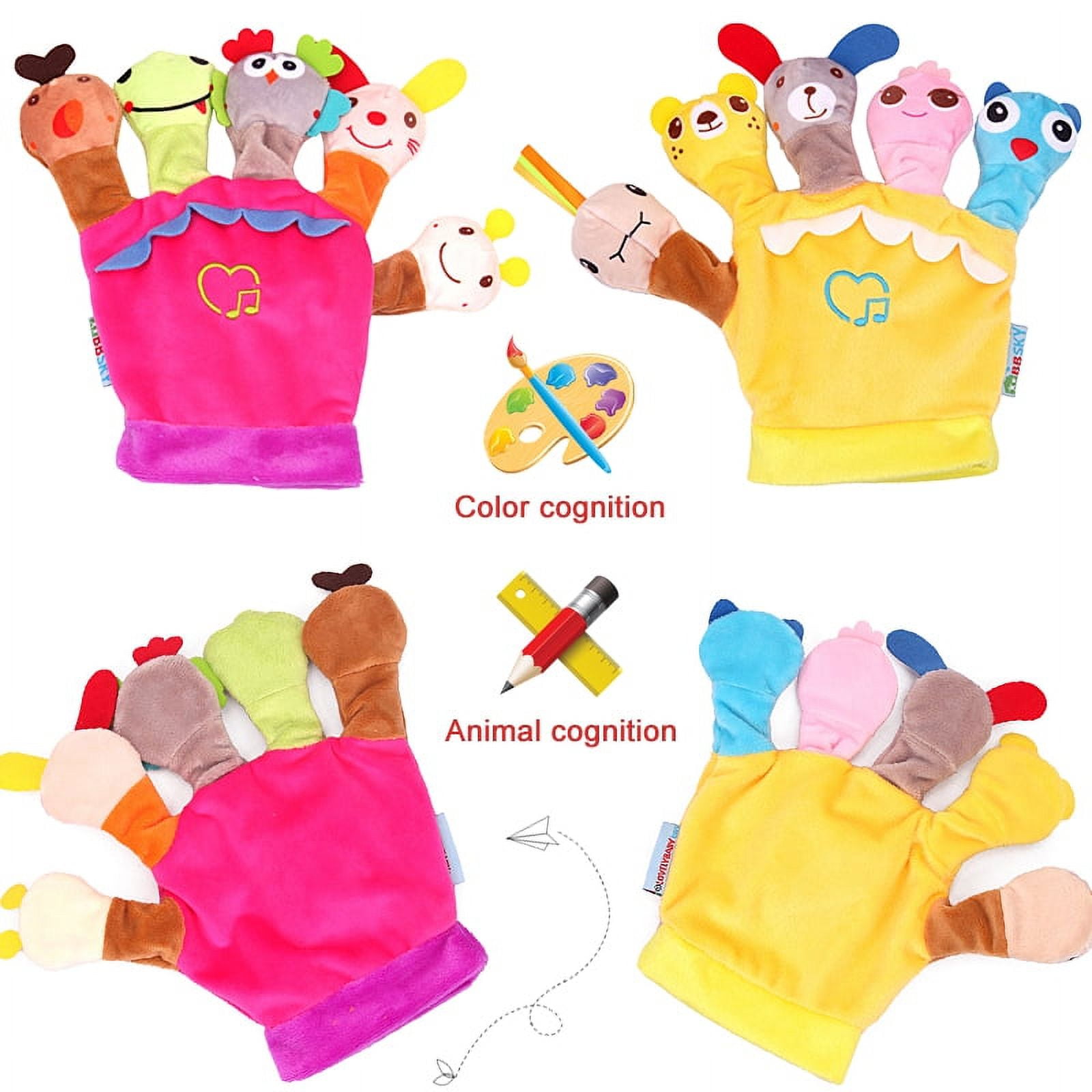 CHUANK 10 Pcs Different Farm Animals Hand Puppets Set with Cloth Book ...