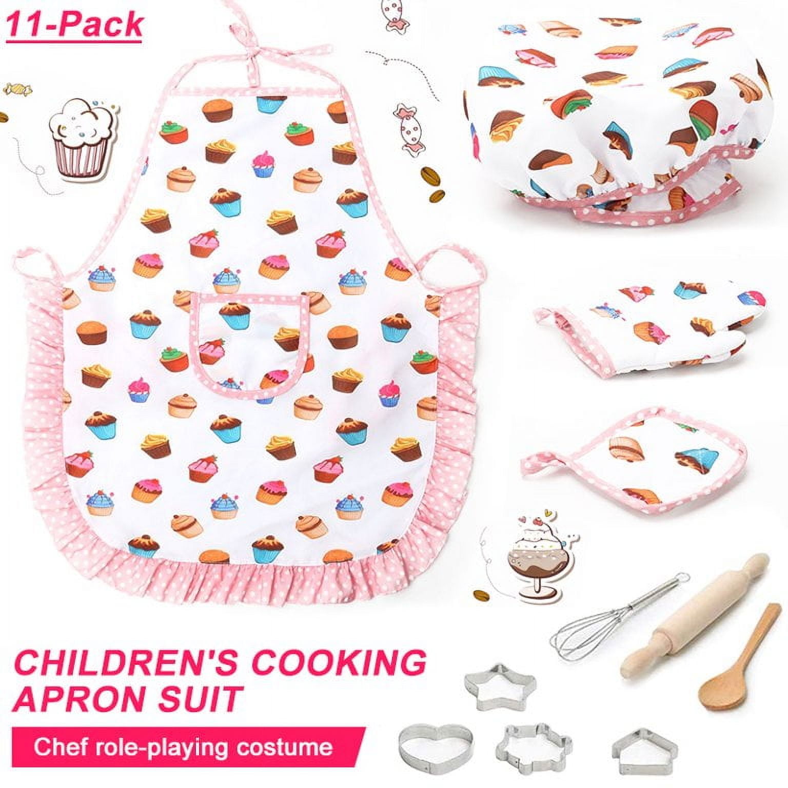 CHUANK 11Pcs Kids Chef Role Play Costume, Cooking and Baking Set with ...