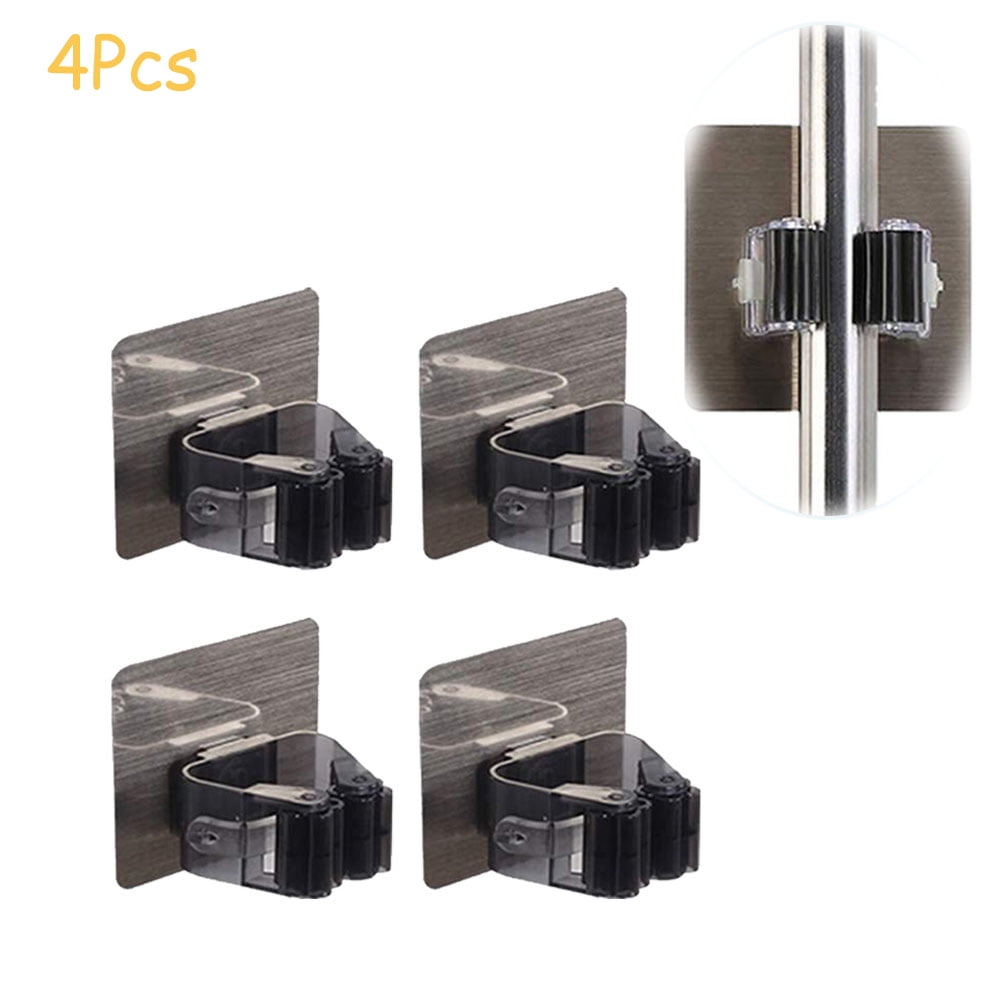 CHUANK 4Pack Mop Broom Holder, Wall Mounted Broom Clip Mop Grippers ...