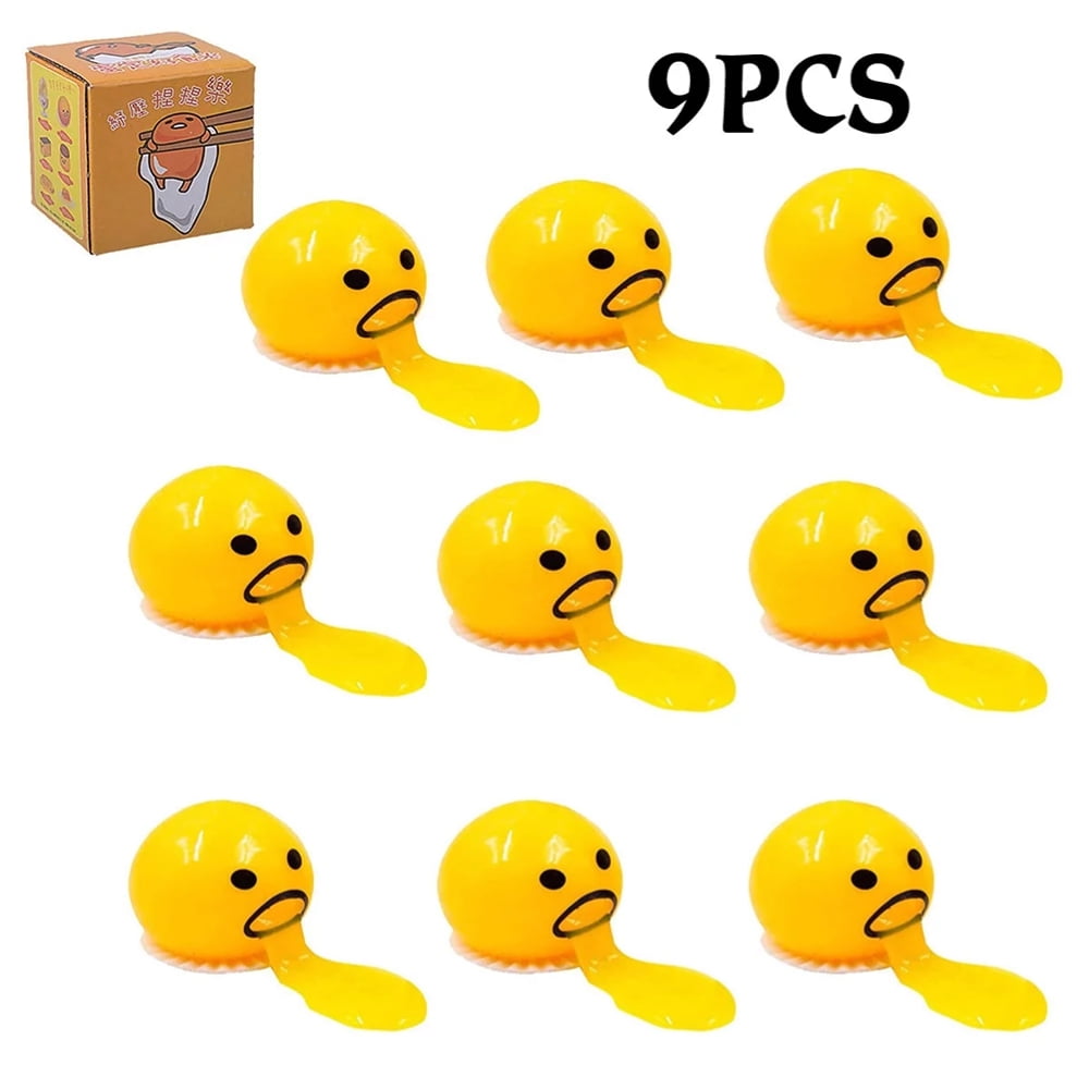 CHUANK 9 Pcs Vomiting Yolk Balls, Cute Yellow Round Sucking and ...