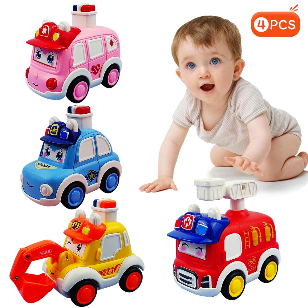 CHUANK Cartoon Toys Cars Friction Powered Vehicle Play Push and Go Back ...