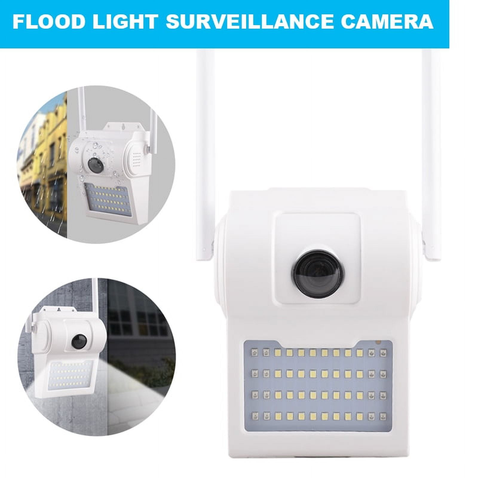 CHUANK Wireless HD Floodlight Security Camera Built-in Siren Alarm Two ...