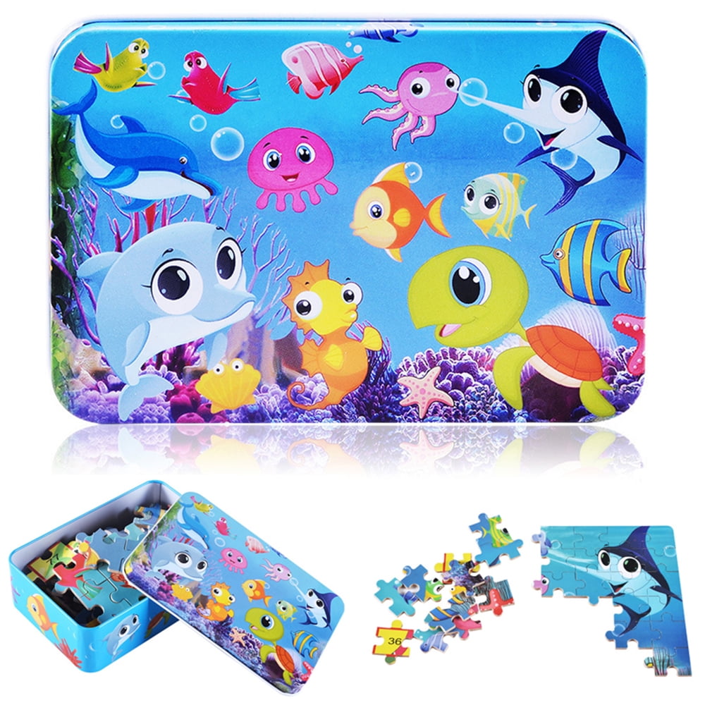 CHUANK Wooden Jigsaw Puzzles for Kids, 100 Pcs Early Learning ...