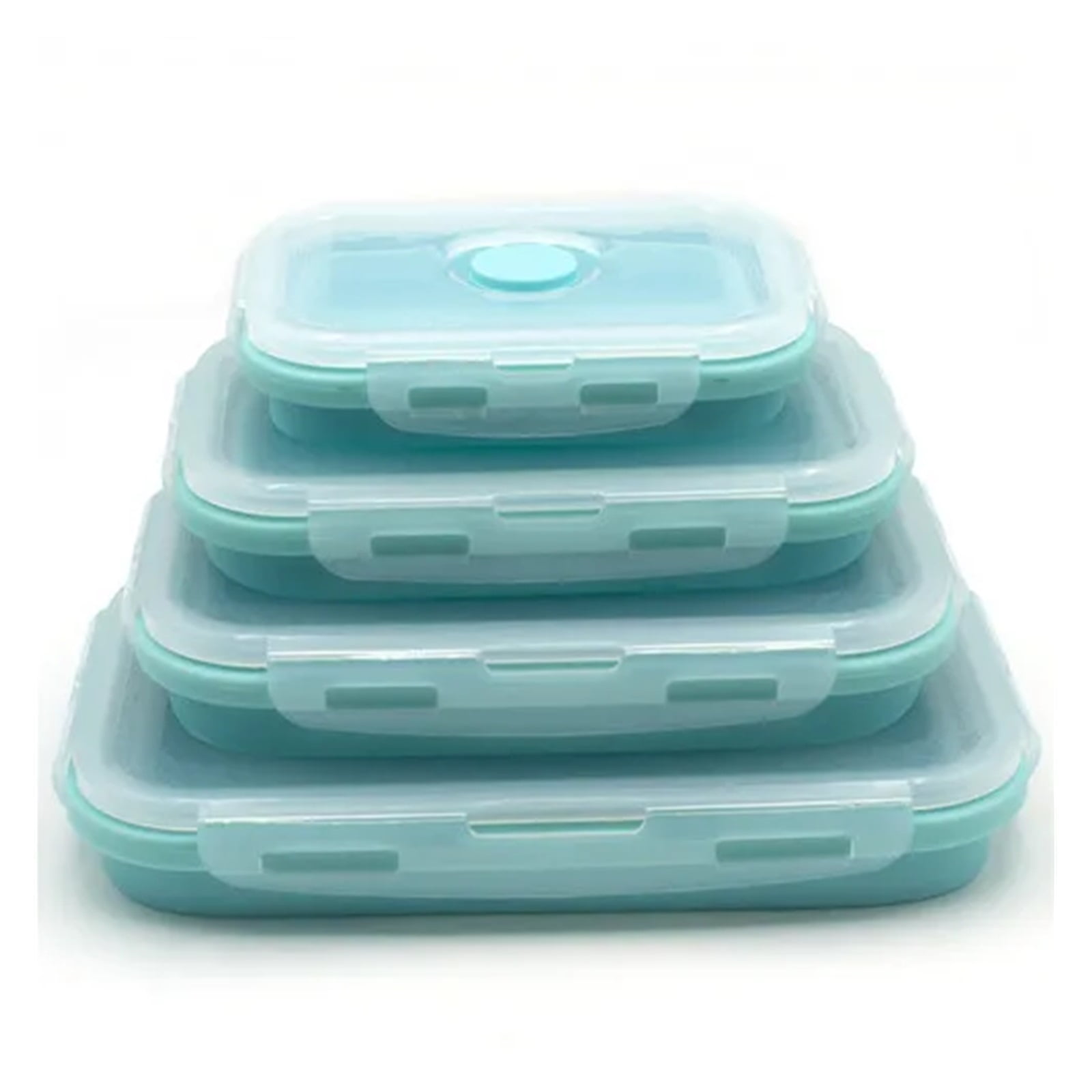 CHUANYAN 4pcs/set Silicone Rectangle Lunch Box Collapsible Bento Box ...