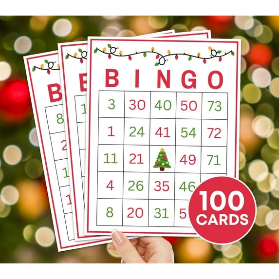 CHUBU 100 Christmas Bingo Card Printable Game,Christmas Bingo Board ...