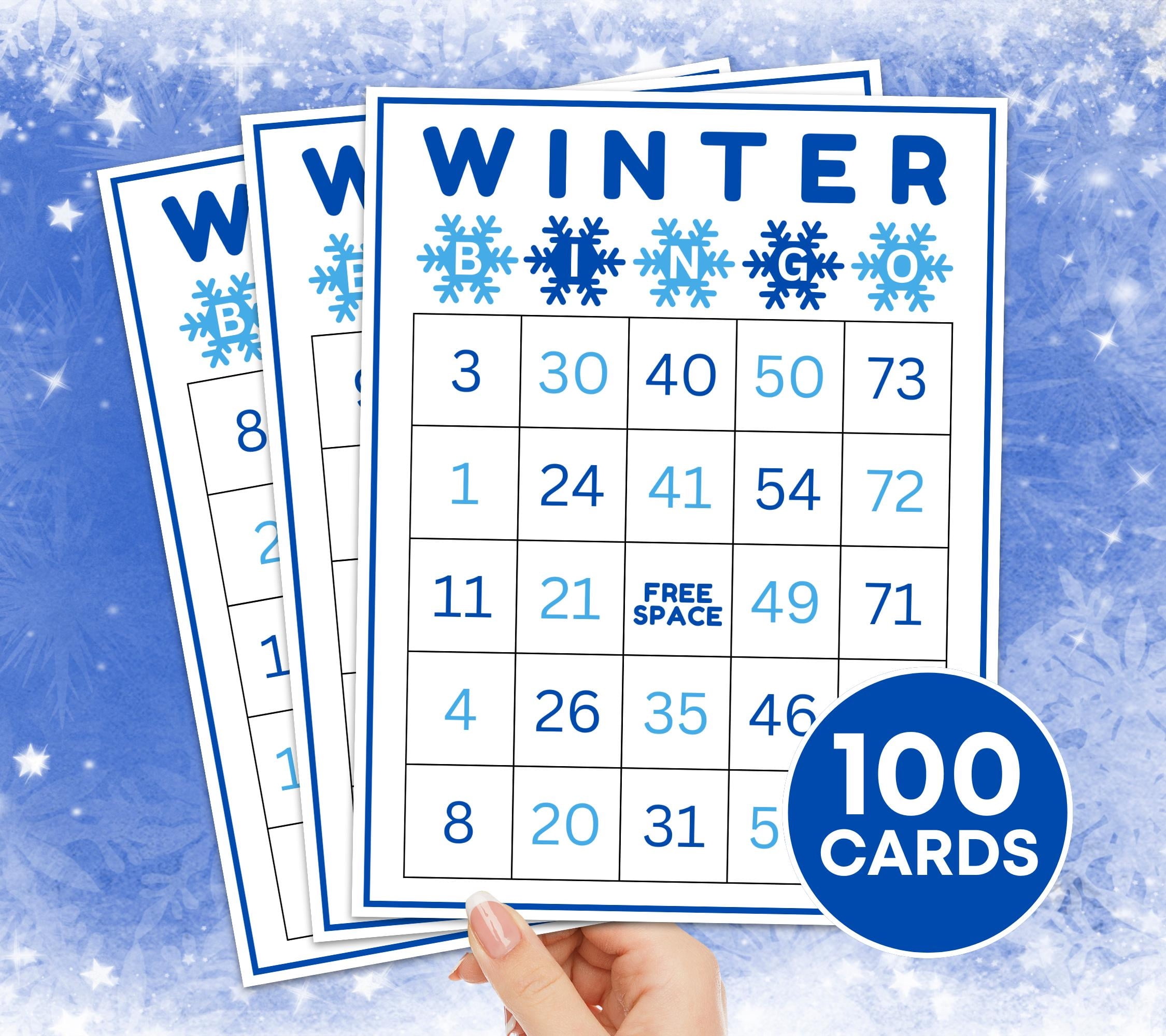 CHUBU 100 Winter Bingo Cards Printable Game,Winter Bingo Board Activity ...