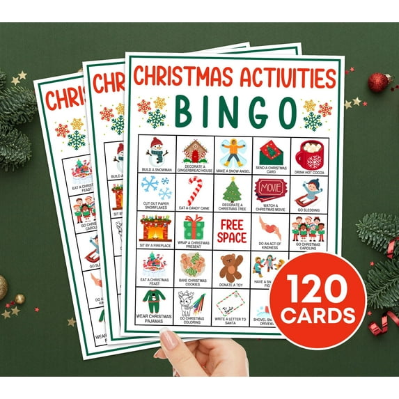 CHUBU 120 Christmas Bingo Card Printable Game,Christmas Bingo Board ...