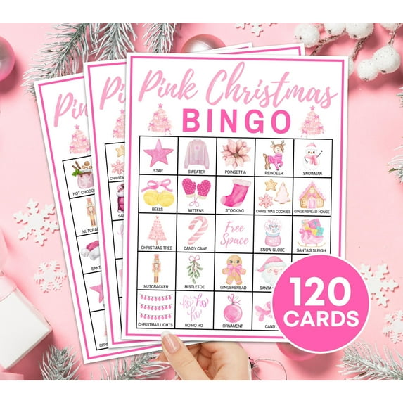 CHUBU 120 Pink Christmas Bingo Card Printable Game,Girls Night ...
