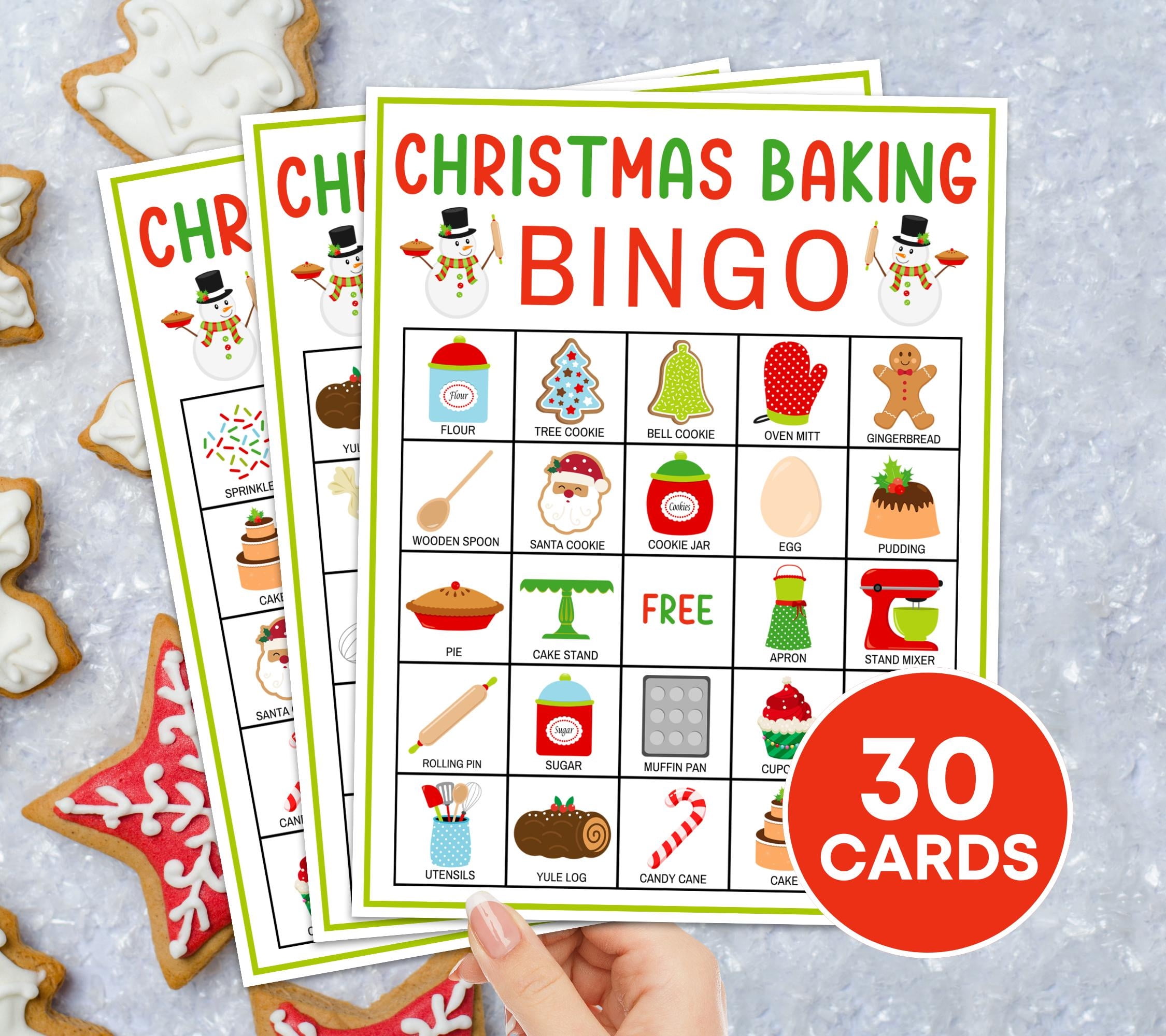 CHUBU 30 Christmas Baking Bingo Card Printable Game, Christmas Cookie ...