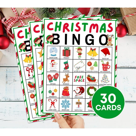CHUBU 30 Christmas Bingo Card Printable Game,Christmas Bingo Board ...