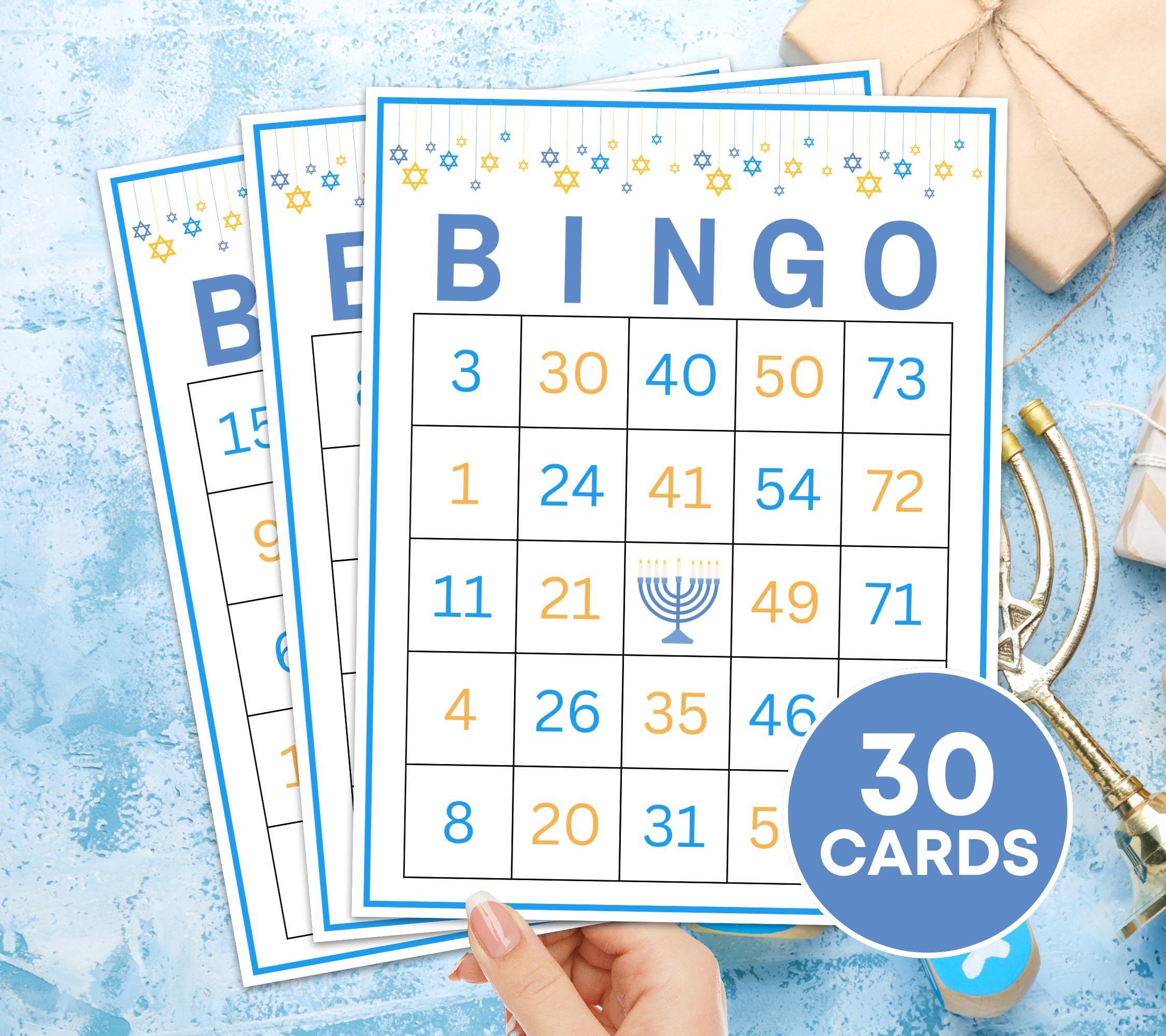 CHUBU 30 Hanukkah Bingo Cards Printable Game, Hanukkah Party Bingo ...