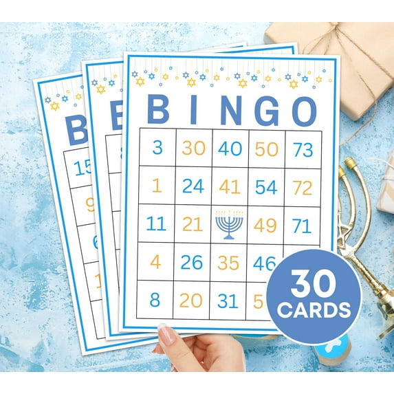 CHUBU 30 Hanukkah Bingo Cards Printable Game, Hanukkah Party Bingo ...