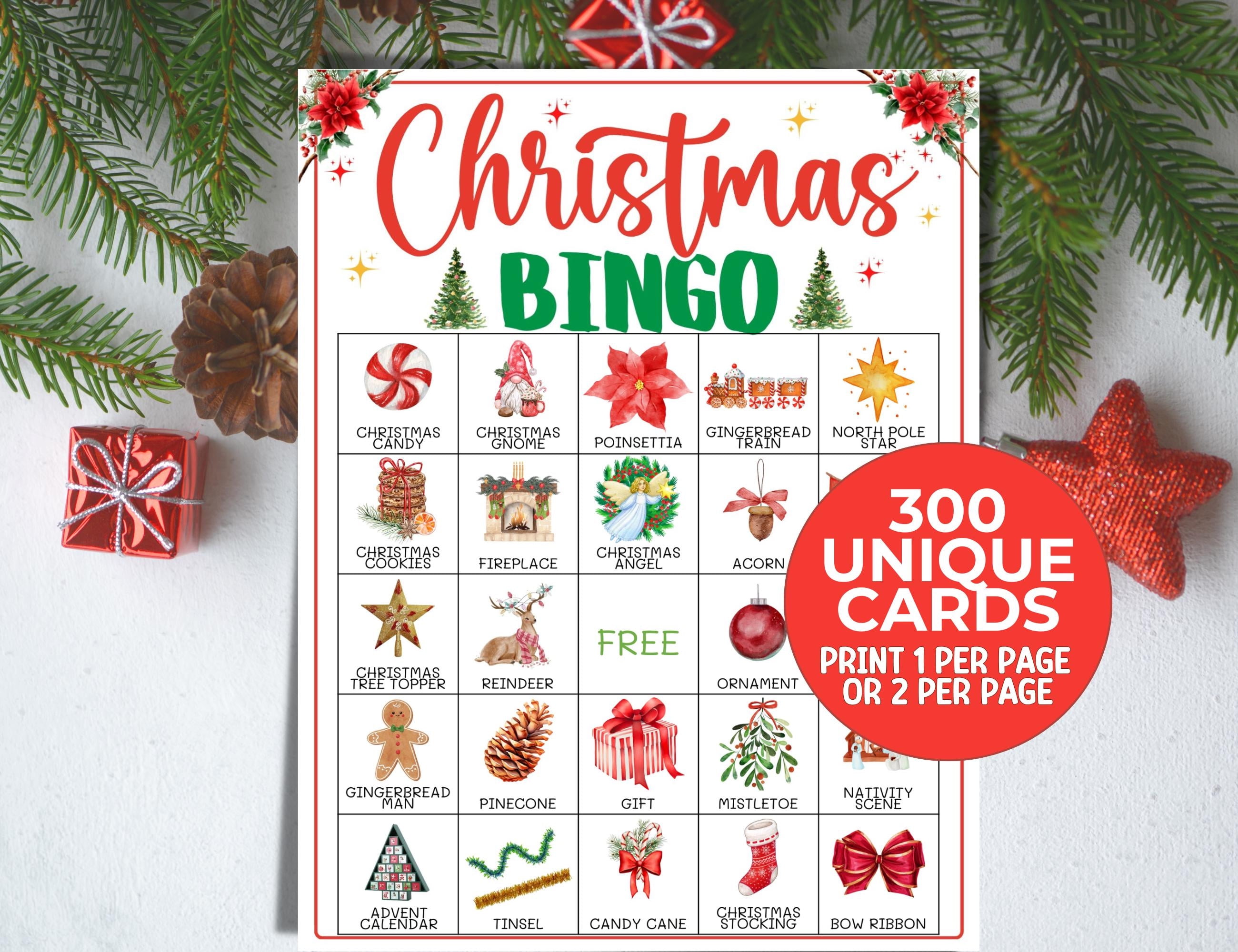 CHUBU 300 Christmas Bingo Cards, Printable Christmas Bingo For , Easy ...