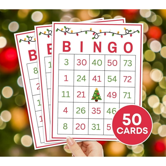 CHUBU 50 Christmas Bingo Card Printable Game,Christmas Bingo Board Game ...
