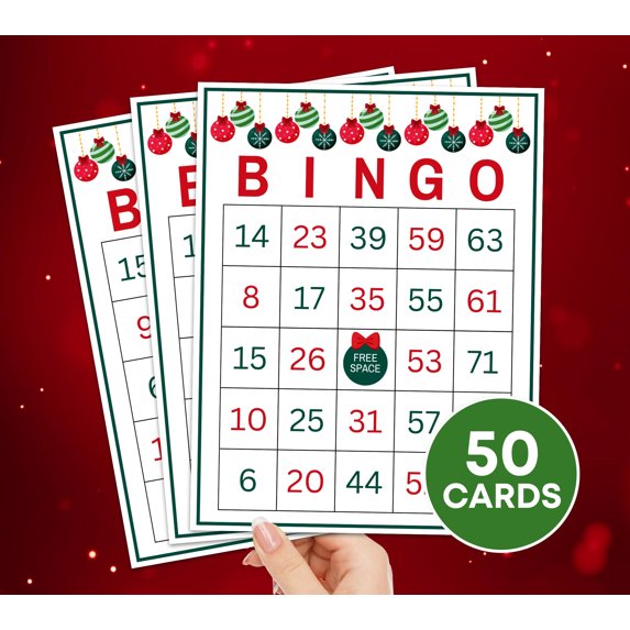 CHUBU 50 Christmas Bingo Card Printable Game,Christmas Bingo Board Game ...