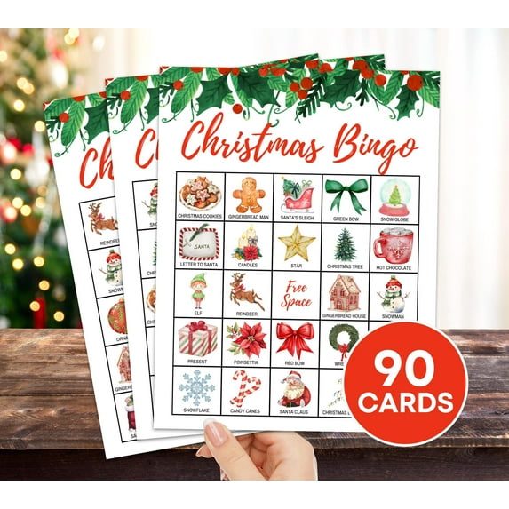 CHUBU 90 Christmas Bingo Card Printable Game,Christmas Bingo Board ...