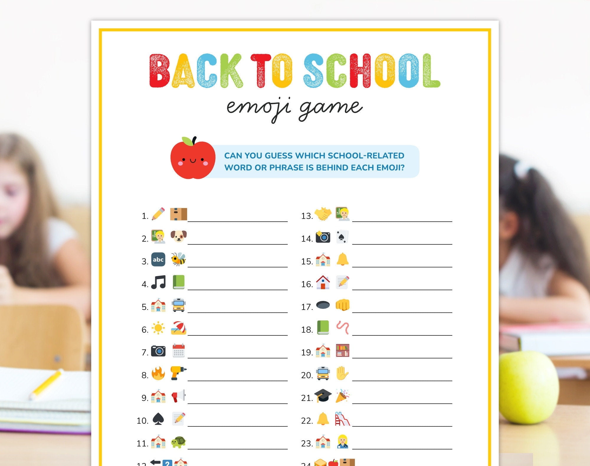 CHUBU Back to School Emoji Pictonary, School Emoji Quiz, Guess the ...
