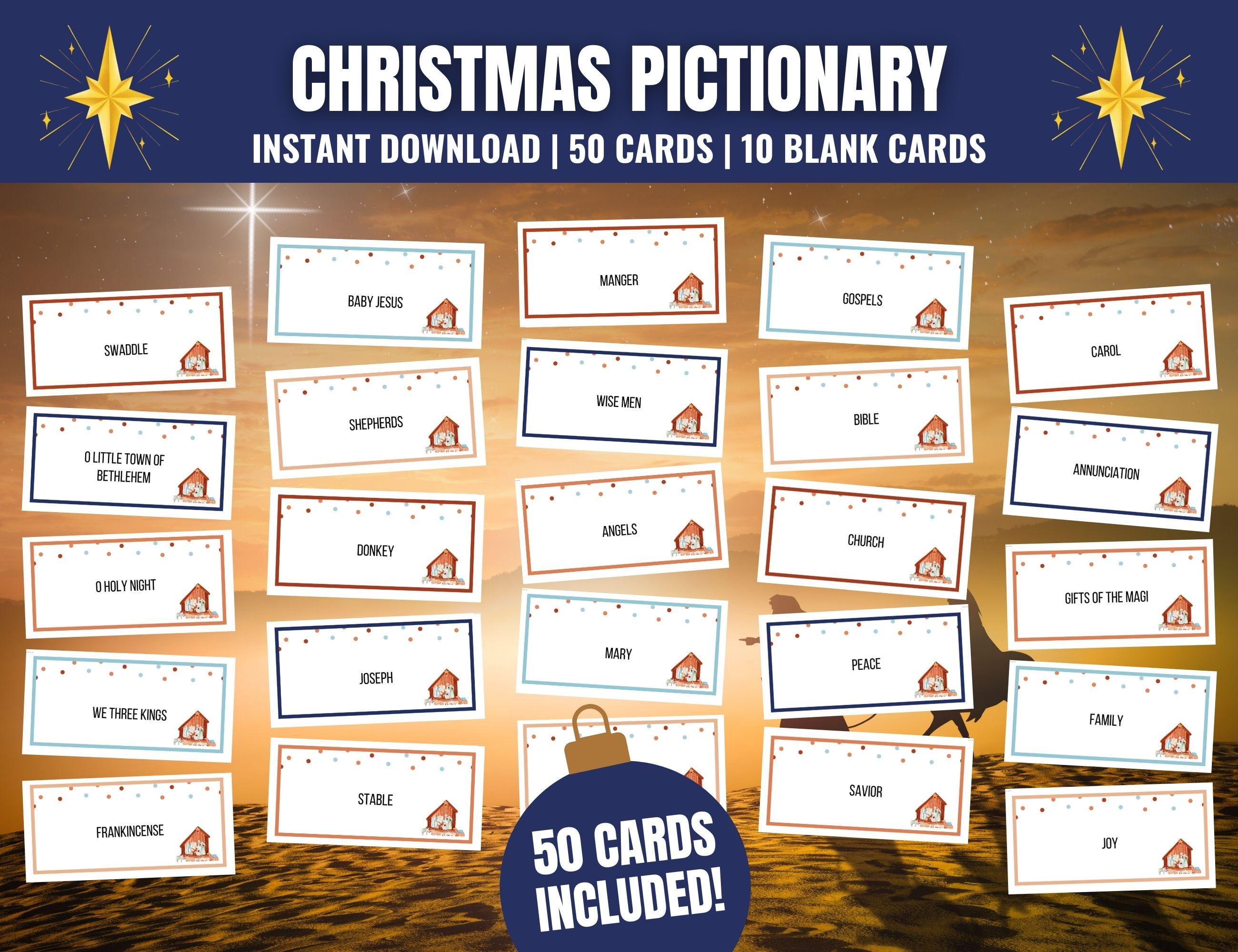 CHUBU Bible Christmas Pictionary Cards: Religious Family Game (Digital ...